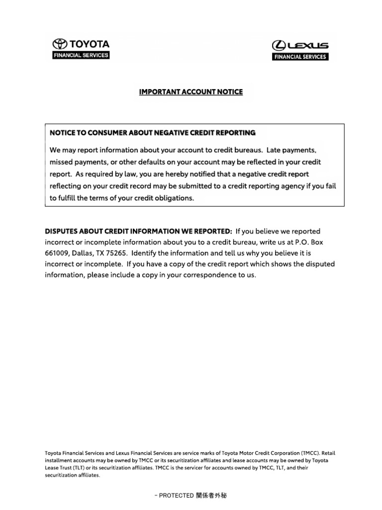 Negative Credit Reporting Notice | PDF