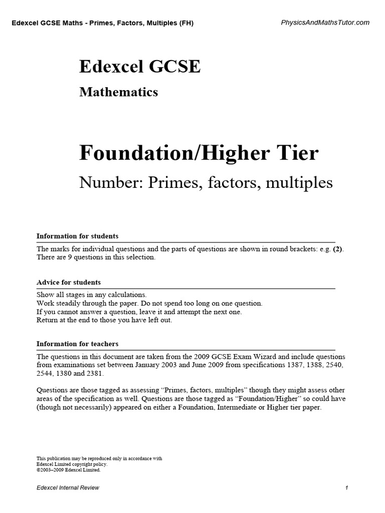 Primes, Factors, Multiples (FH) | PDF | Mathematics | Number Theory
