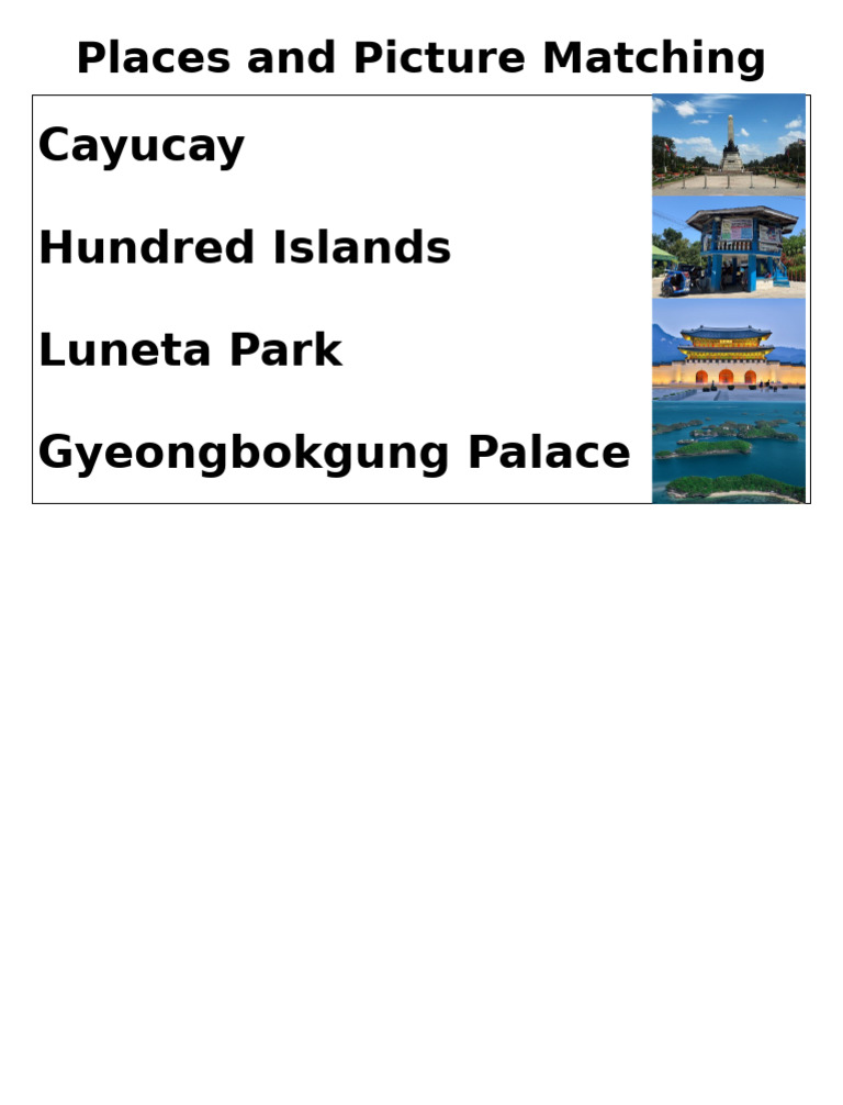 Places and Picture Matching Guide | PDF