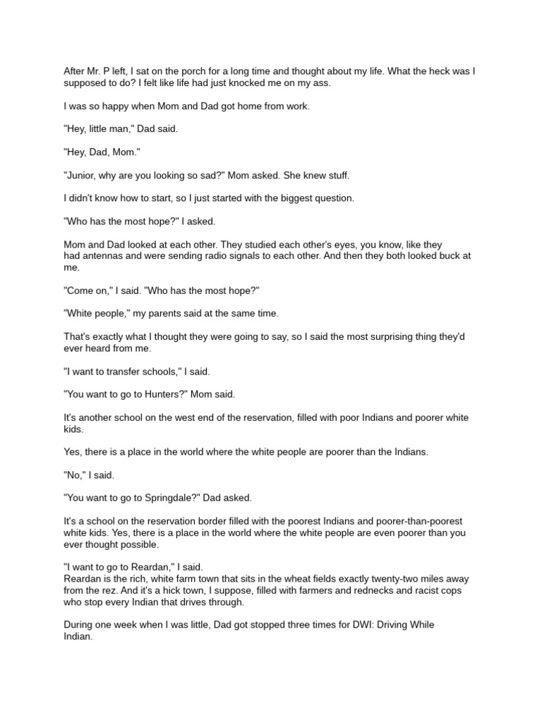 Diary of Part-Time Indian B2 | PDF