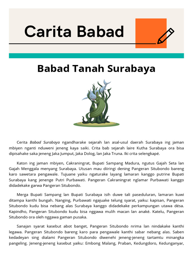 Sejarah Babad Tanah Surabaya | PDF