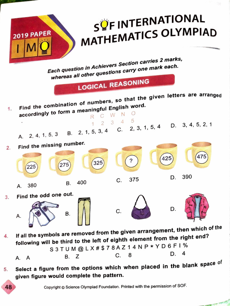 2019 paper 4 th standard | PDF