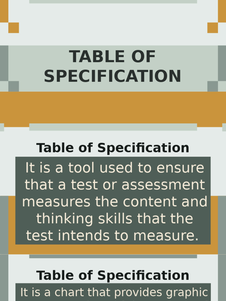 Understanding Table of Specifications | PDF