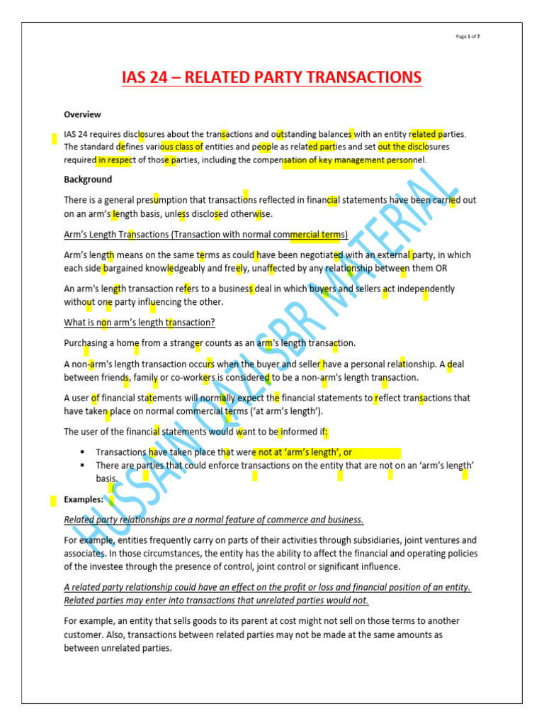 IAS 24 Notes | PDF | Subsidiary | Joint Venture
