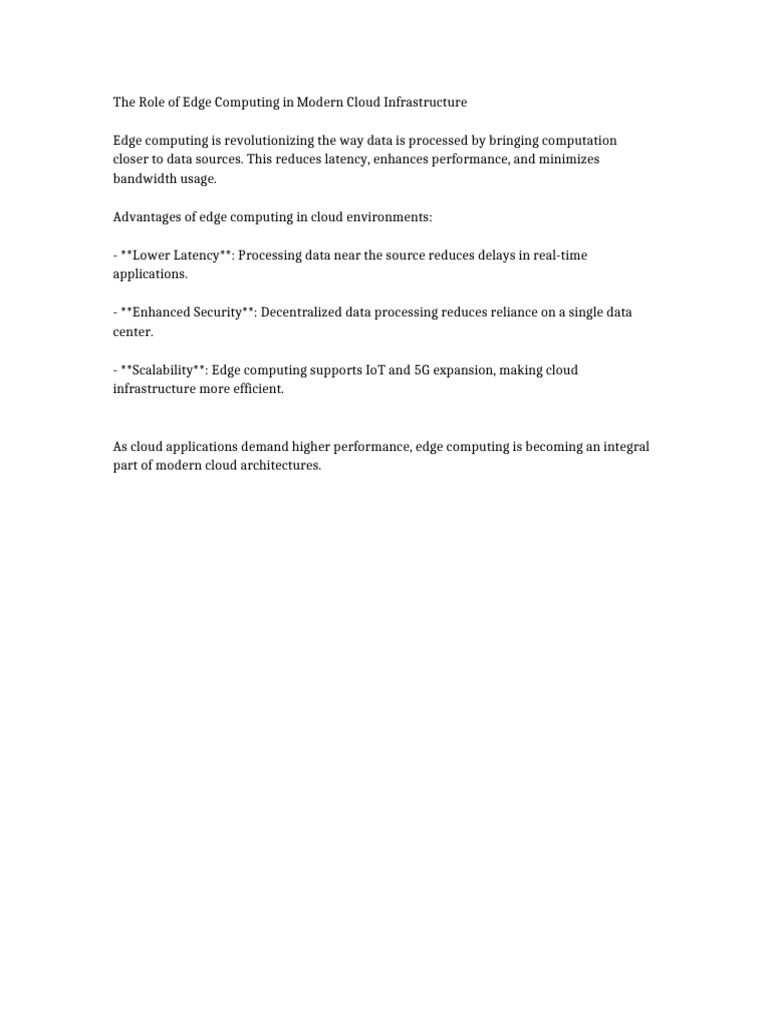 Edge Computing Modern Cloud Infrastructure Pdf
