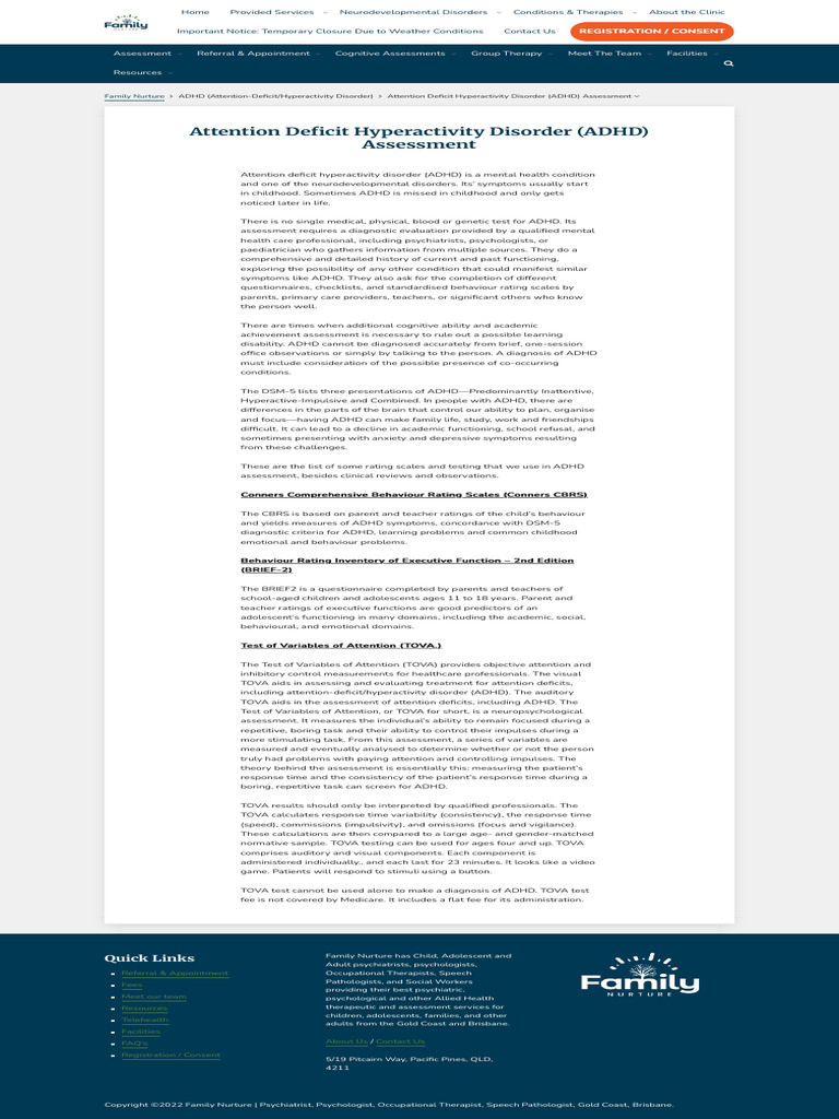 ADHD Assessment Gold Coast Brisbane - Family Nurture | PDF | Attention ...