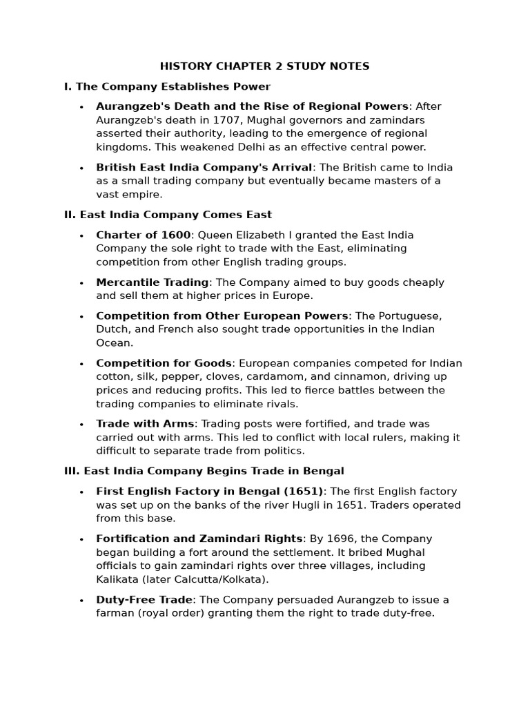 History Chapter 2 Study Notes | PDF
