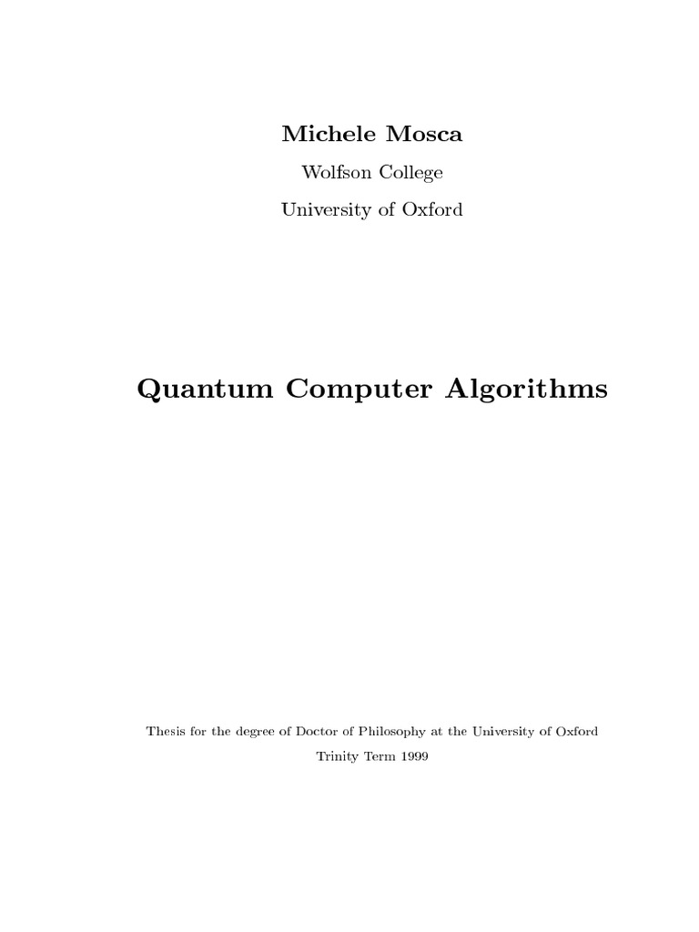Quantum Computer Algorithm Moscathesis | PDF | Quantum Computing | Quantum Entanglement