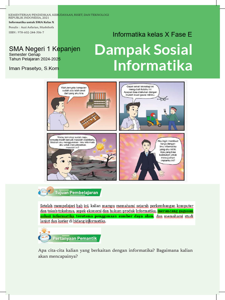 Dampak Sosial Informatika - Fase E - Adiwiyata - Halaman 1 | PDF