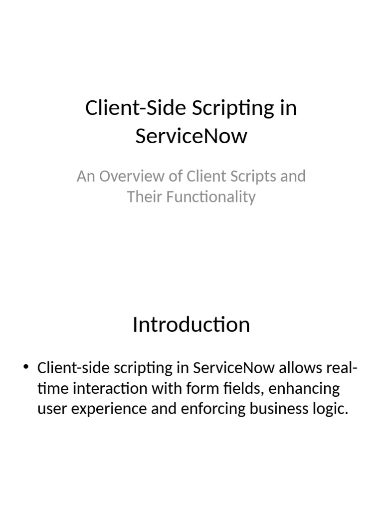 Client Side Scripting ServiceNow | PDF