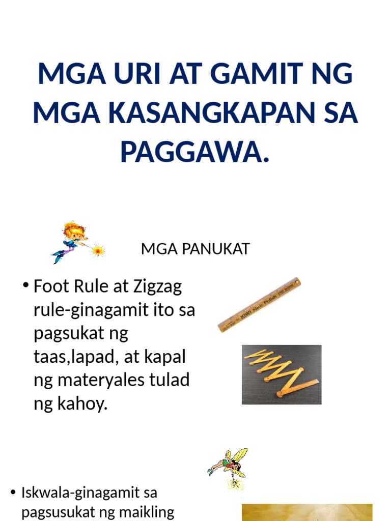 EPP 5 PPT Q3 W2 - Mga Uri at Gamit NG Mga Kasangkapan Sa Paggawa | PDF