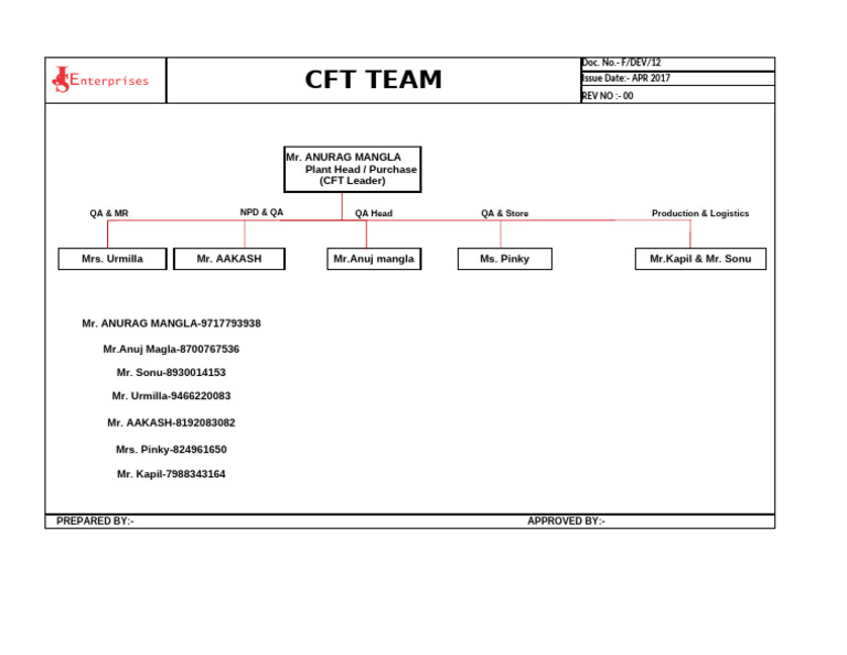 CFT Team Contact List and Roles | PDF