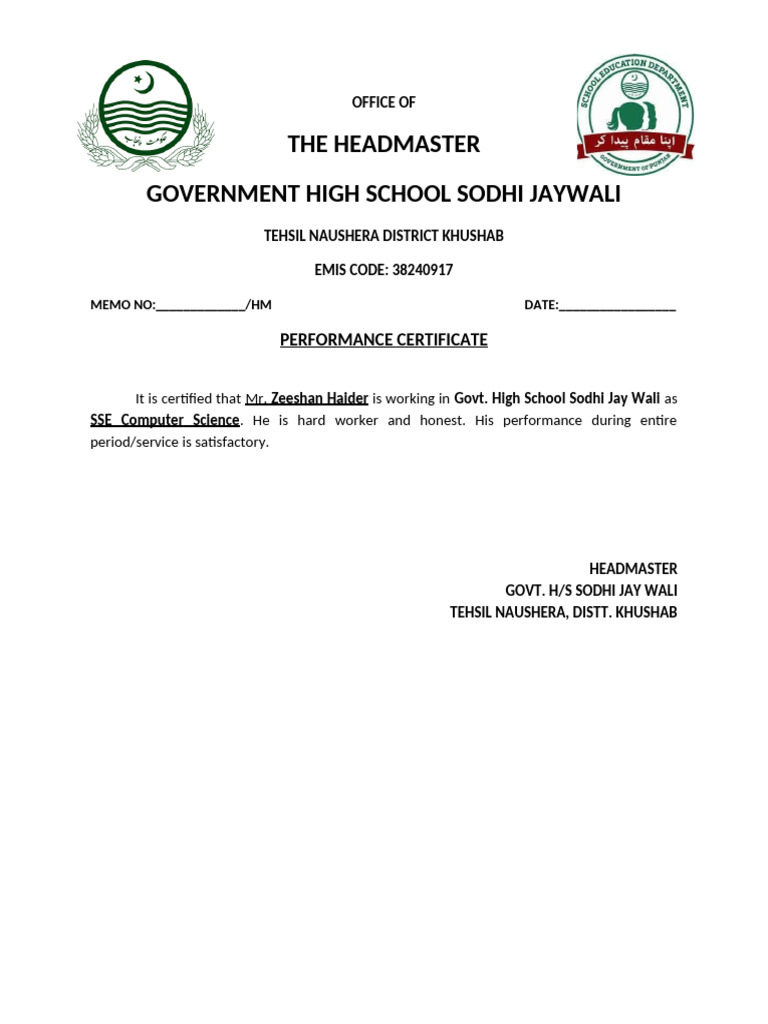 Performance Certificate | PDF