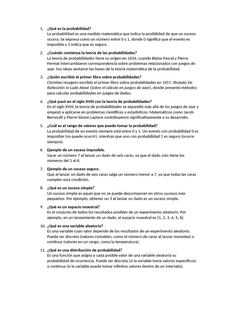 Preguntas de Estadistica | PDF | Teoría de probabilidad | Probabilidad