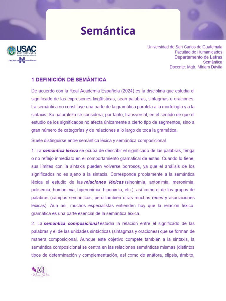 Tema 1, Semántica | PDF | Palabra | Lingüística