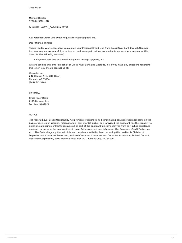 Adverse Action Notice Draw 2025-01-24 | PDF