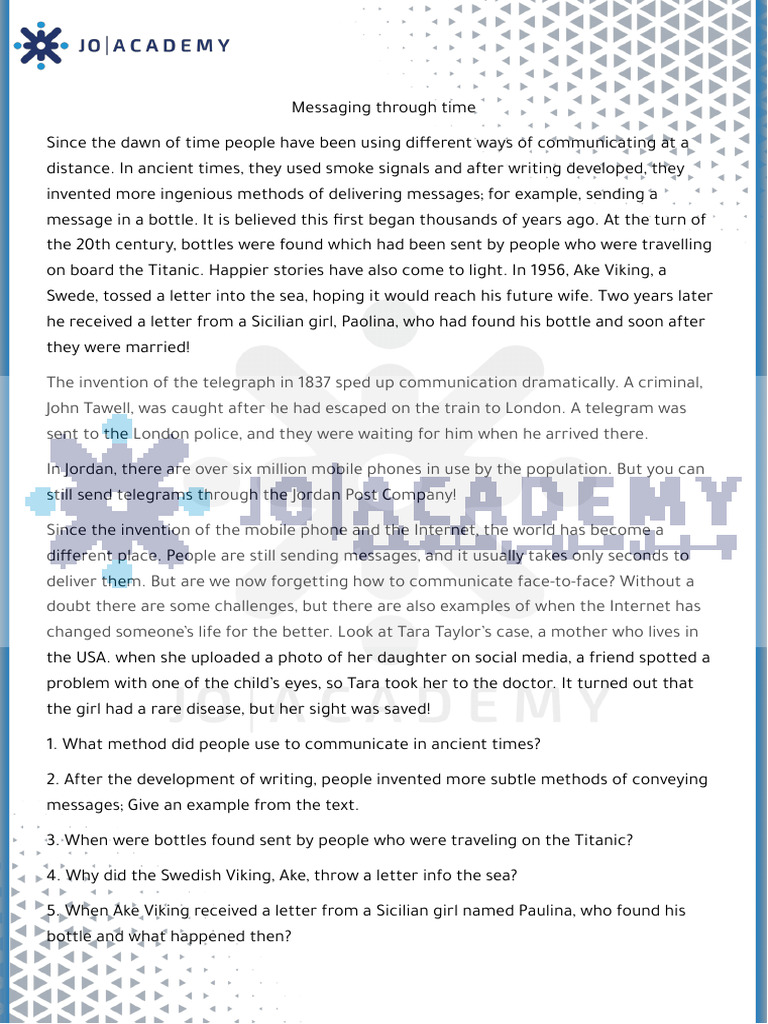 Messaging through time test | PDF | Telegraphy | Telephone