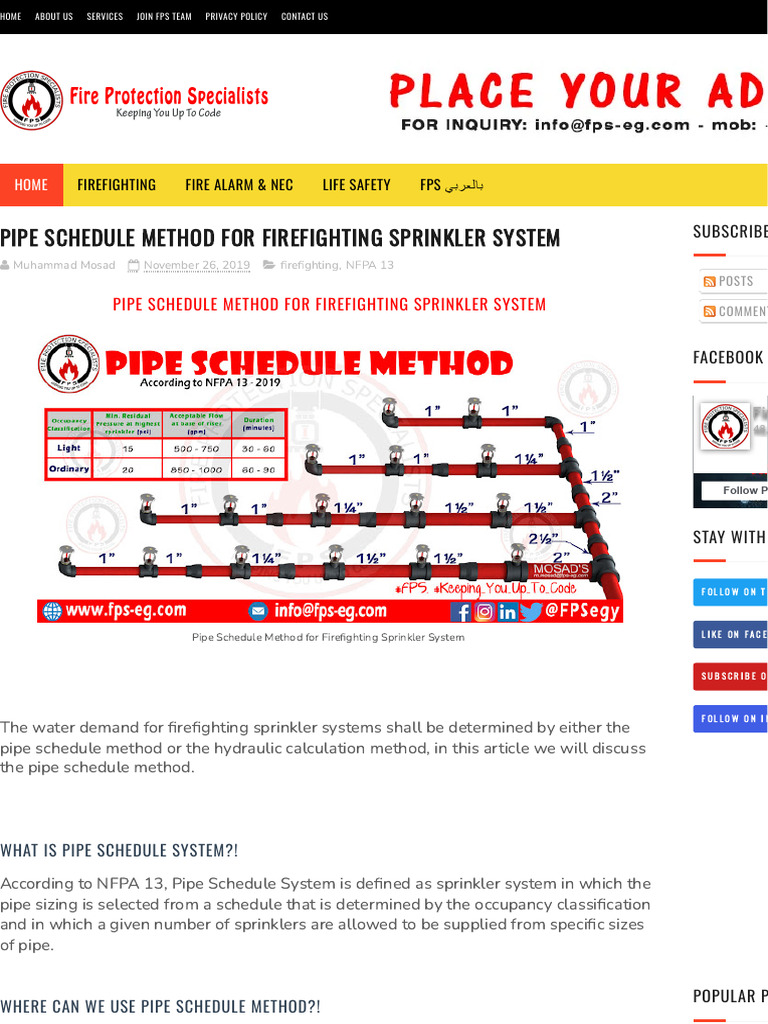 Pipe Schedule Method For Firefighting Sprinkler System - Fire ...