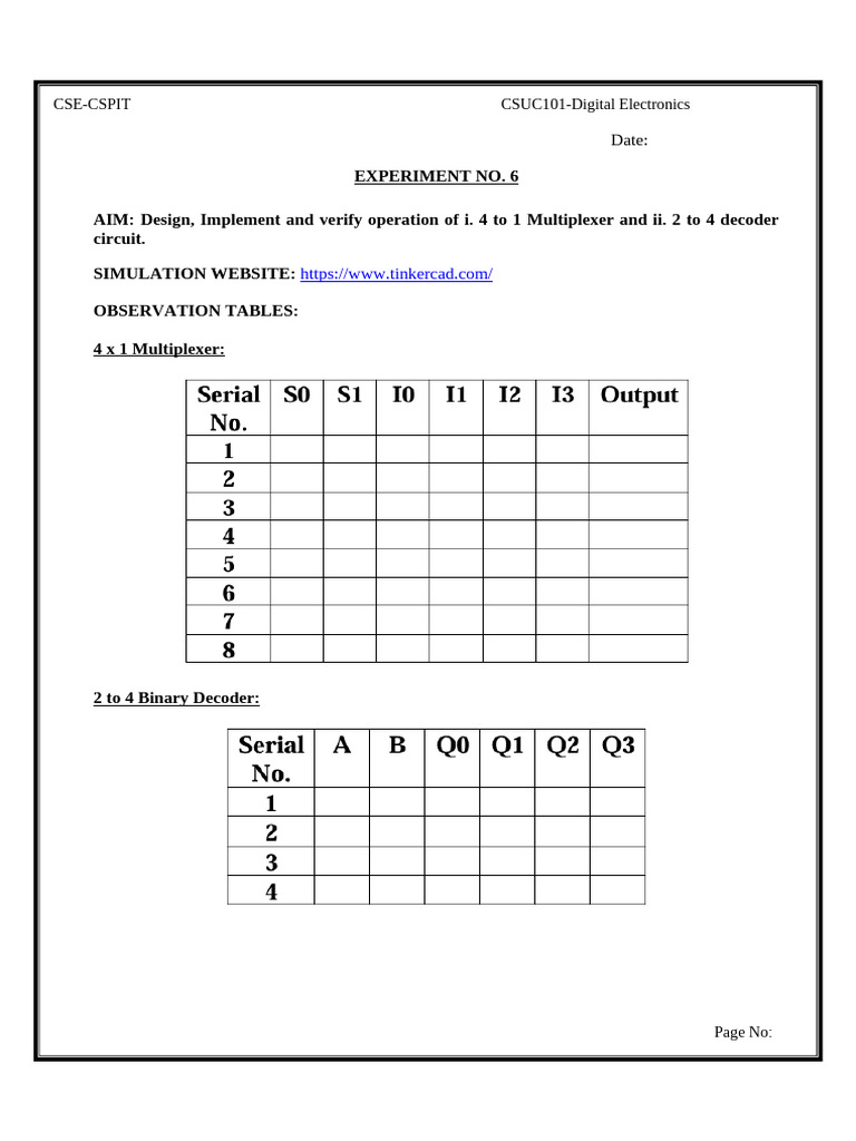 Format - EXP6 - CSUC101-DE - CE - CSPIT - For Print | PDF