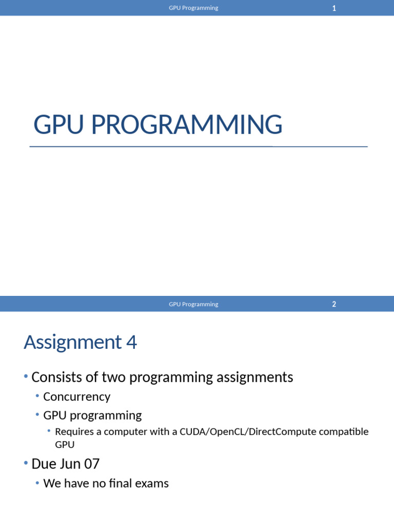 Lecture 12 GPU Programming | PDF | Graphics Processing Unit | Thread (Computing)