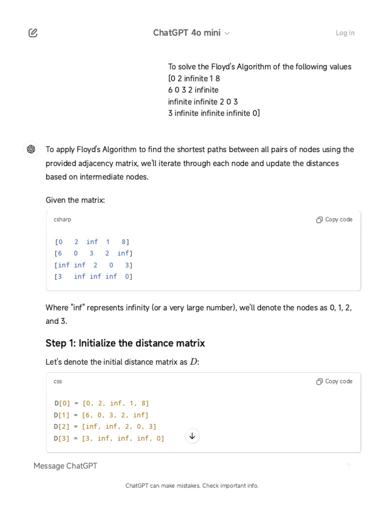 Floyd's Algorithm With Example | PDF
