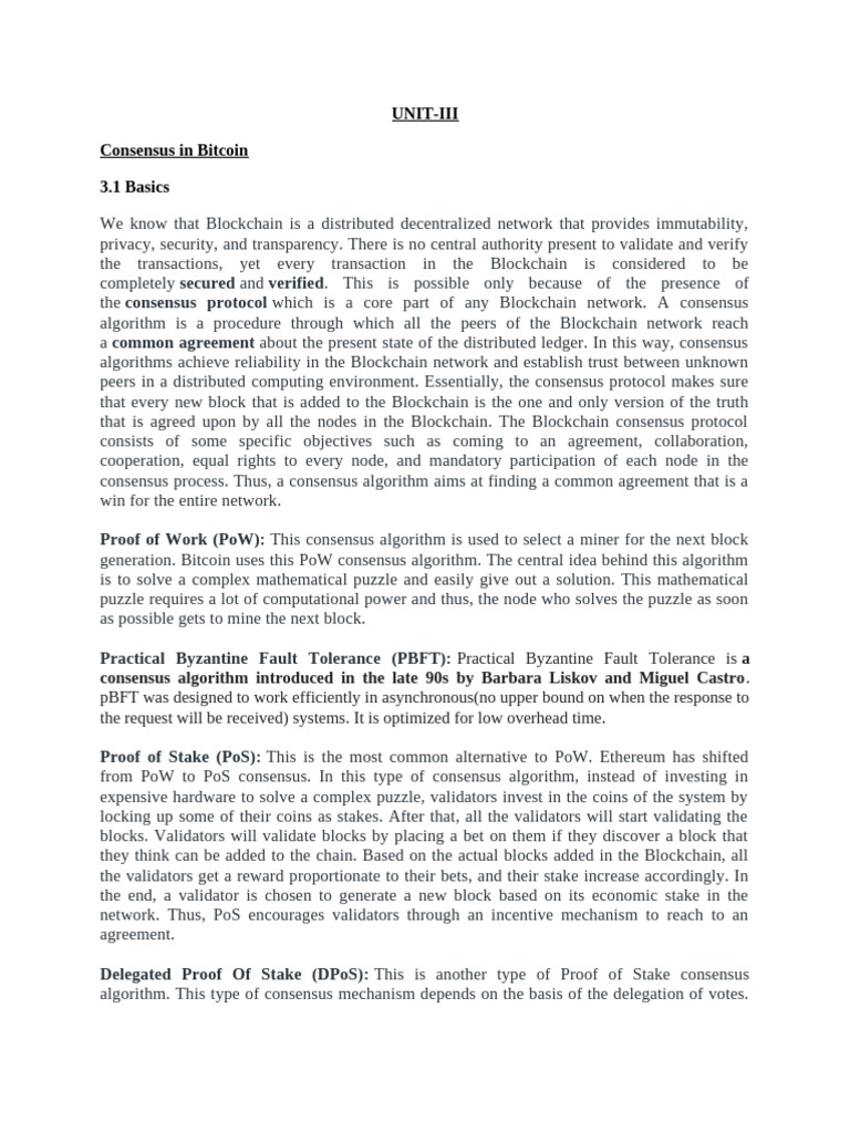 BLOCKCHAIN UNIT-III(PART-A) | PDF | Bitcoin | Cryptocurrency