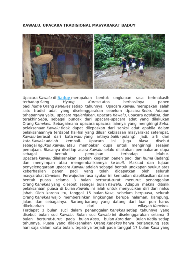 Upacara Kawalu: Tradisi Baduy | PDF