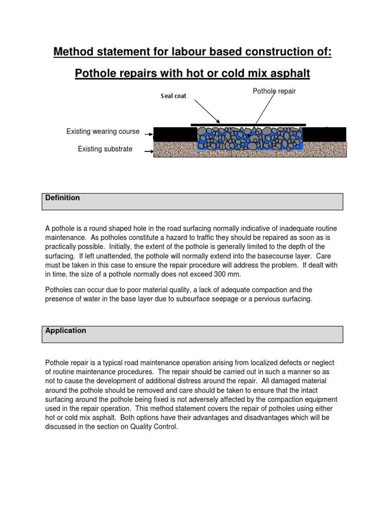 LIC 15 Pothole Repairs - HMA ColdMix | PDF | Road Surface | Asphalt