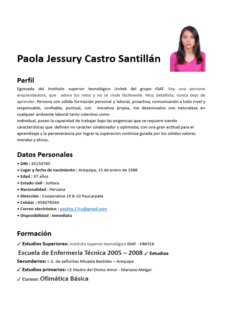 Paola Castro CV | PDF