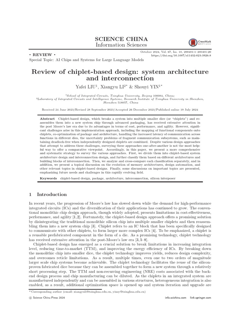 Review of Chiplet-Based Design: System Architecture | PDF | Central Processing Unit | Integrated ...