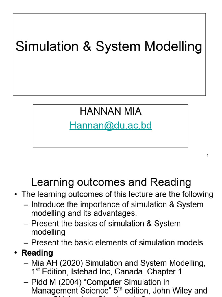Lecture 1 | PDF | Probability Distribution | Simulation