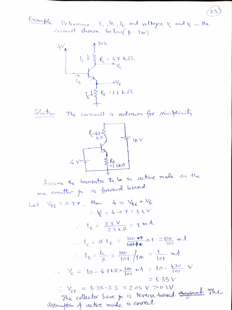 Lecture (07 Mar 2024) Notes-Examples On BJTs in DC Circuits | PDF ...