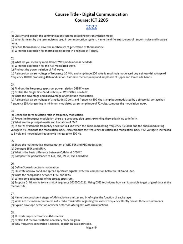 Digital Communication | PDF | Frequency Modulation | Modulation