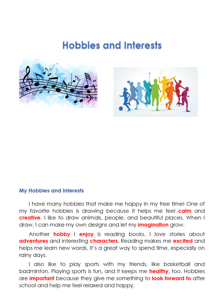My Favorite Hobbies and Interests | PDF | Hobbies | Feeling