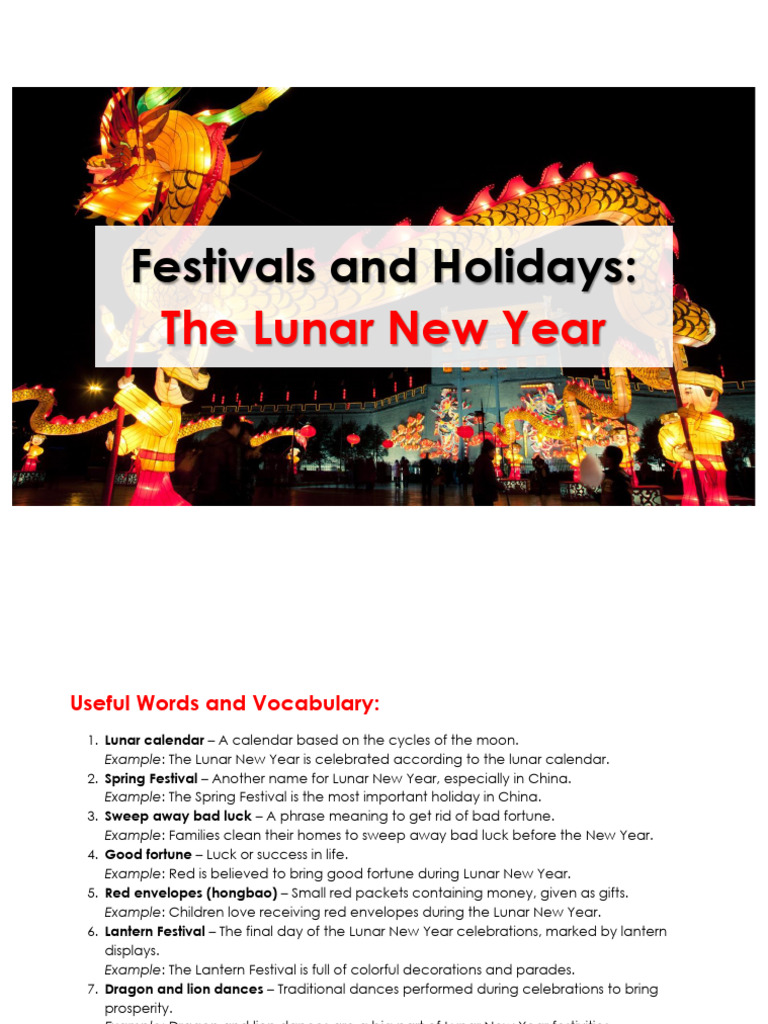 Lunar New Year Celebrations Explained | PDF | Observances | Holidays