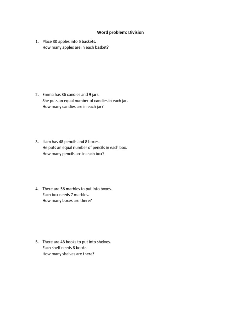 Division Word Problems for Kids | PDF