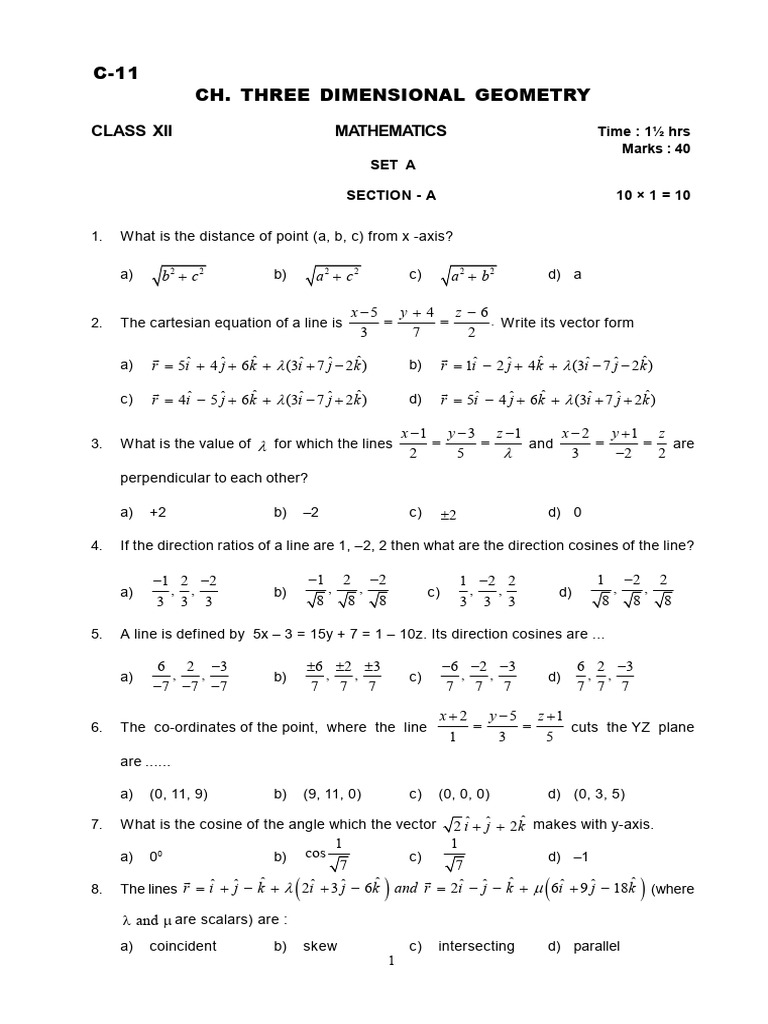 Three Dimensional Geometry | PDF | Line (Geometry) | Euclidean Vector