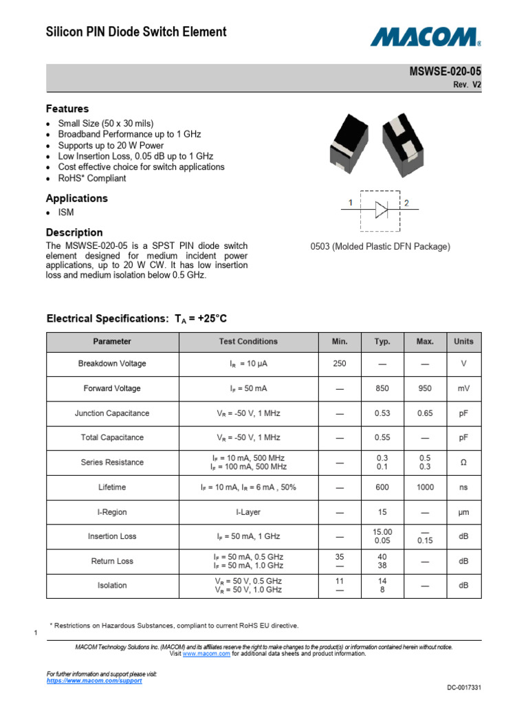 MSWSE-020-05 | PDF | Diode | Electrical Engineering
