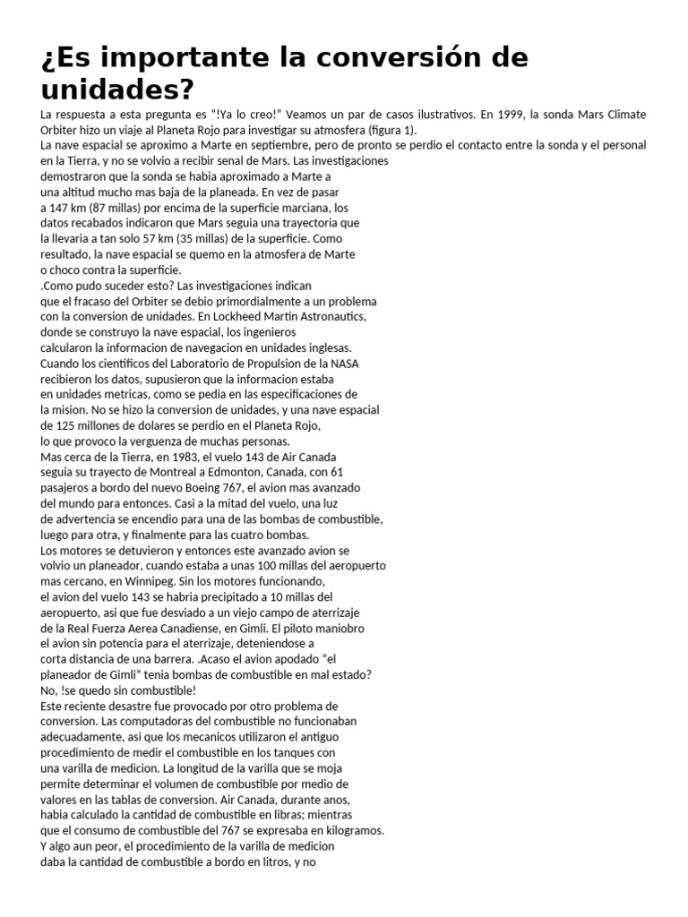 ¿Es Importante La Conversión de Unidades¿ - Wilson (2007) | PDF | Avión ...