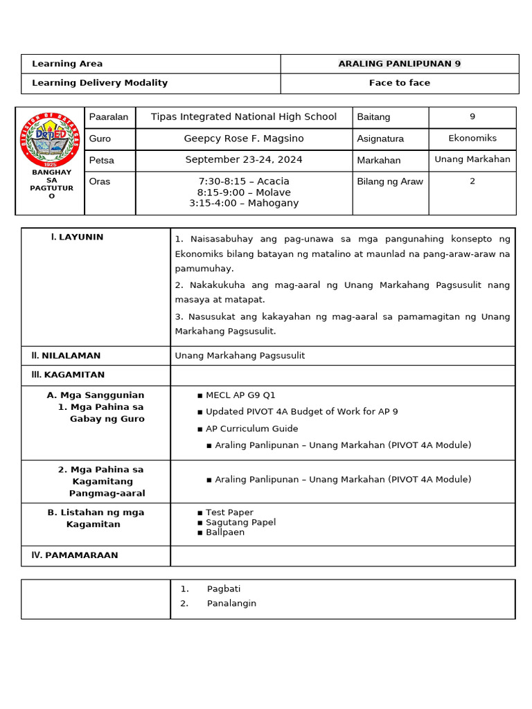 Plan q1 Exam | PDF