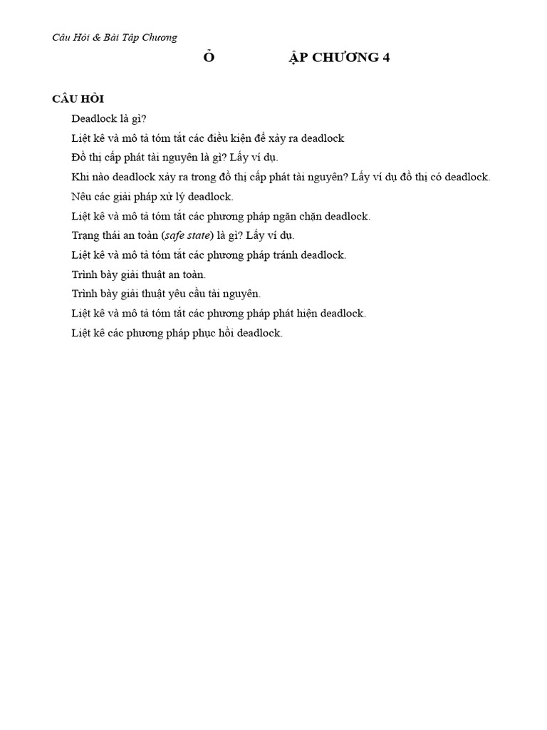 CauHoi BaiTap Chapter 4 | PDF