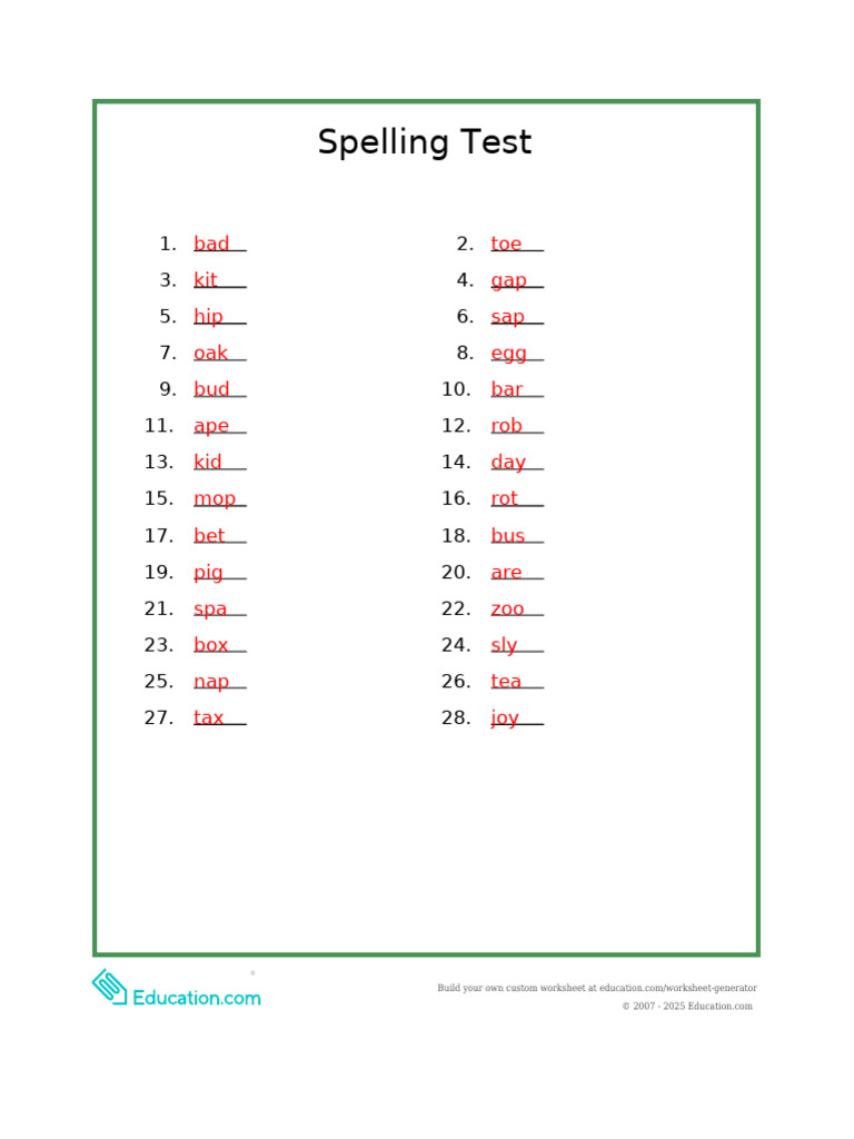Spelling g3 | PDF