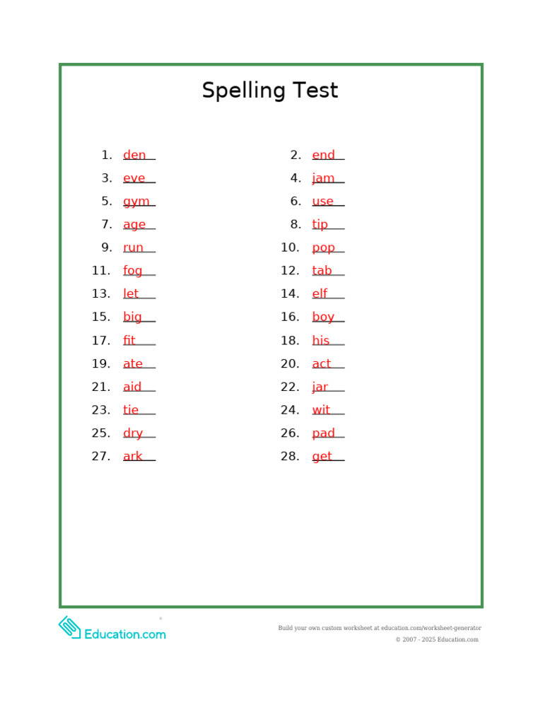 Spelling g2 | PDF
