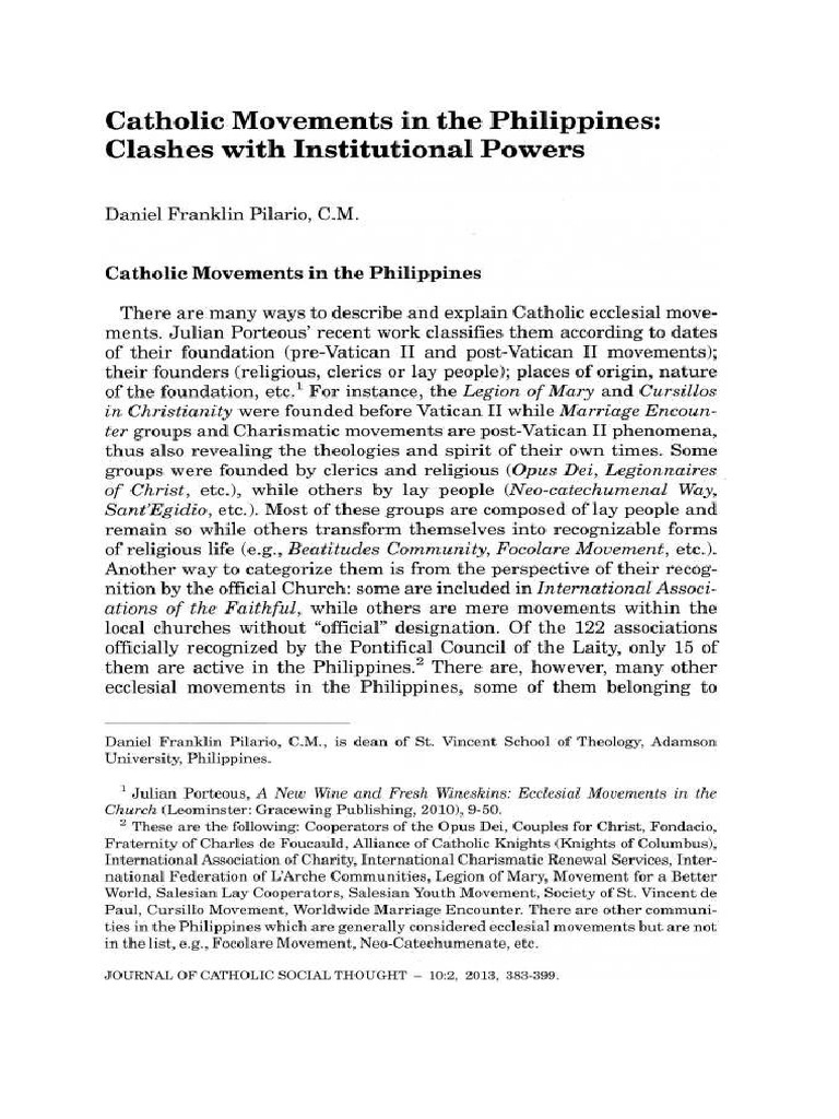 Catholic Movements in The Philippines | PDF