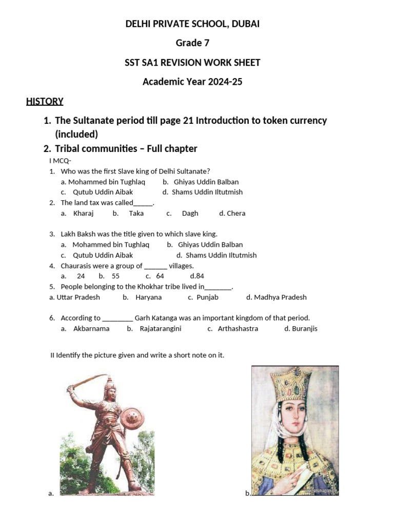 7 SA1 REVISION WORKSHEET SST 2024-25 2 | PDF | Plate Tectonics | Erosion