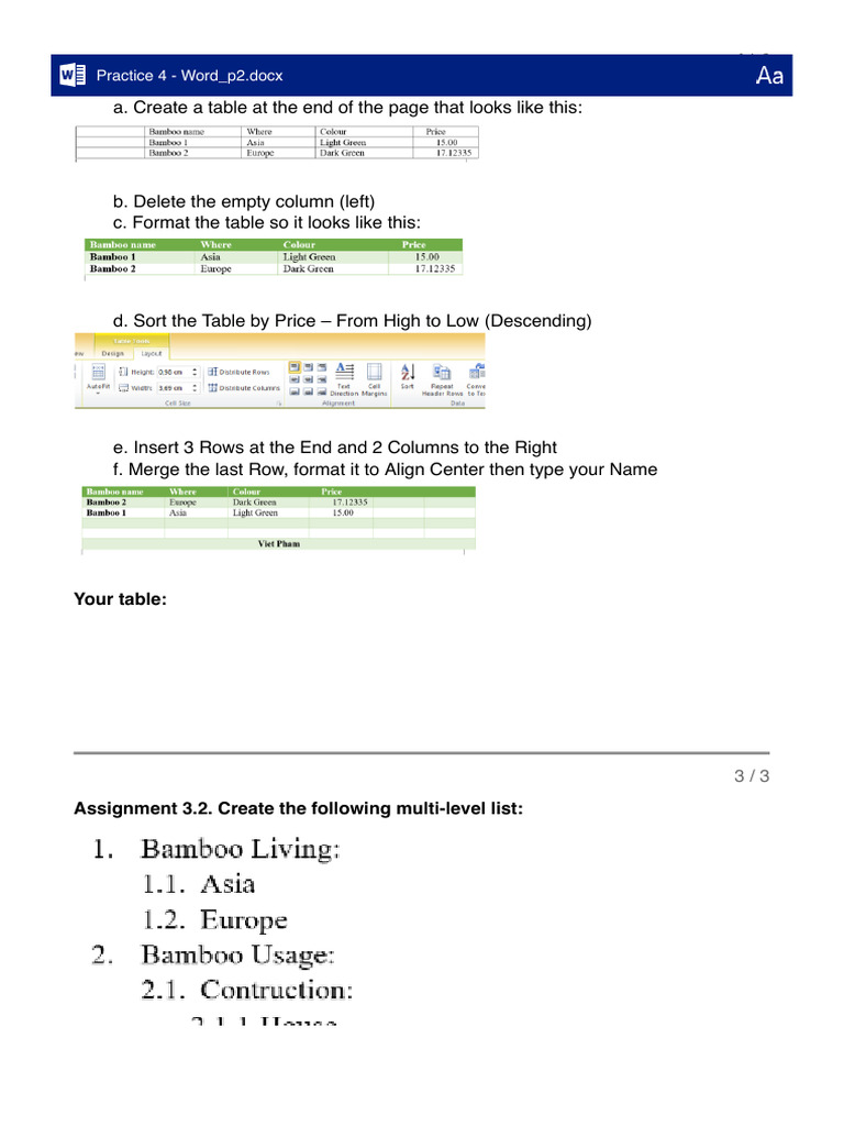 Practice 4 - Word - P2.docx 2 | PDF | Data Management