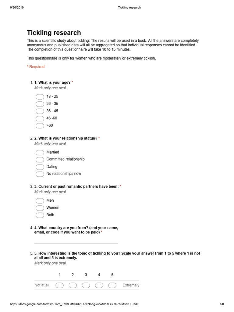Women's Tickling Research Survey | PDF | Tickling | Interpersonal ...