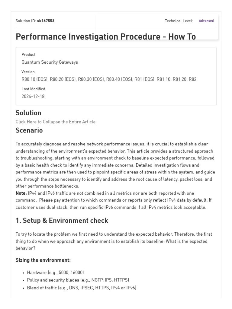 sk167553 - Performance Investigation Procedure - How To | PDF | I Pv6 ...