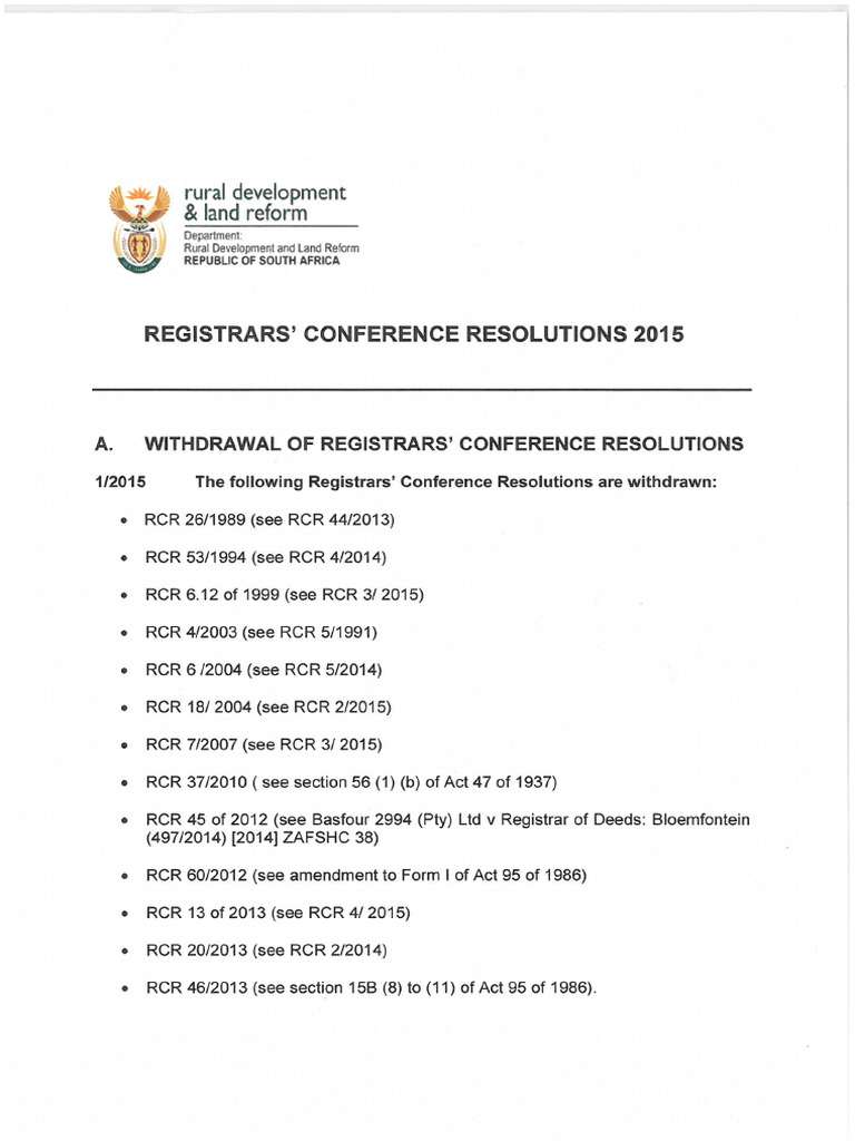 Registrar's Conference Resolutions 2015 | PDF
