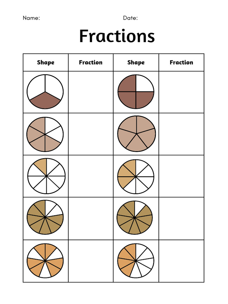Purple and Beige Fractions Worksheet | PDF